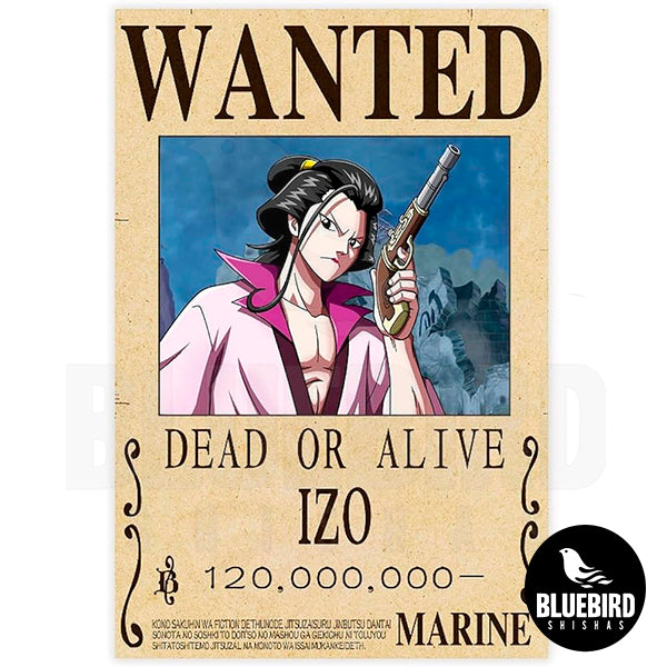 POSTER ONE PIECE WANTED COLECCIONABLE - IZO – BLUEBIRD SHISHAS